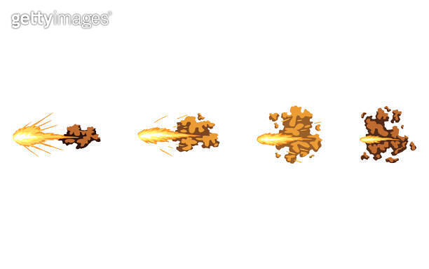 Gun flashes or gunshot animation. Collection of fire explosion effect ...