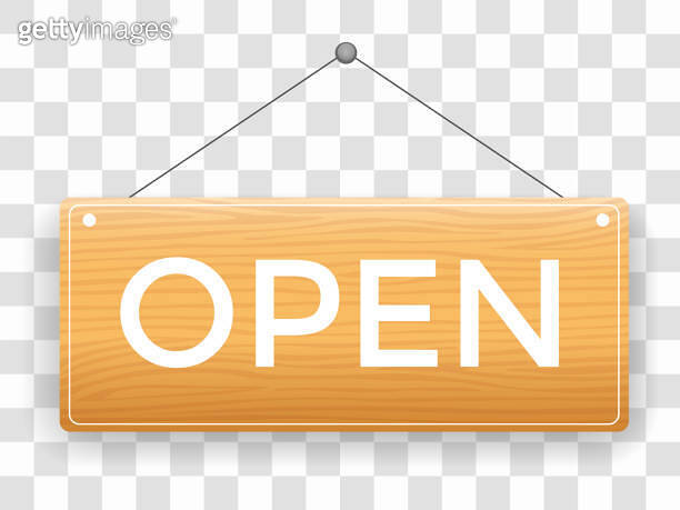 Open signboard icon. Announcement banner, information signage, board ...