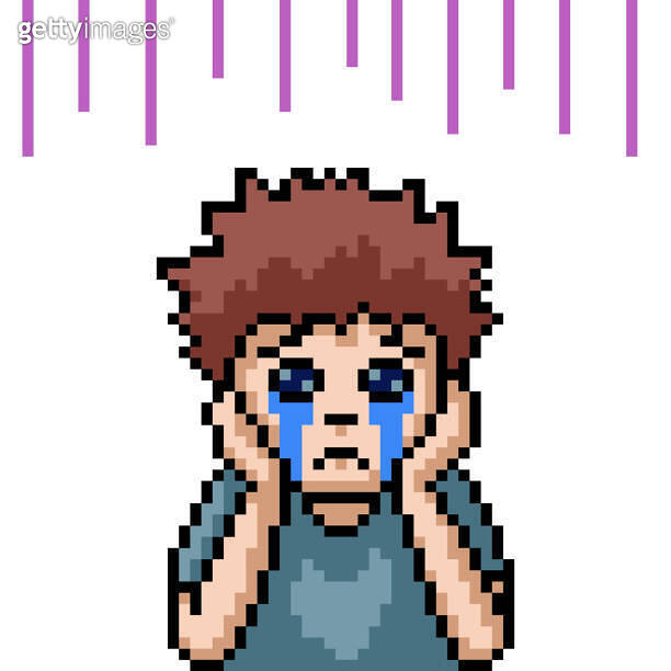pixel art of boy sad cry 이미지 (2158930543) - 게티이미지뱅크