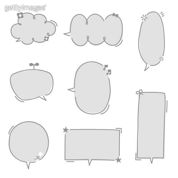 Minimal doodle hand draw speech bubble balloon, icon sticker memo ...