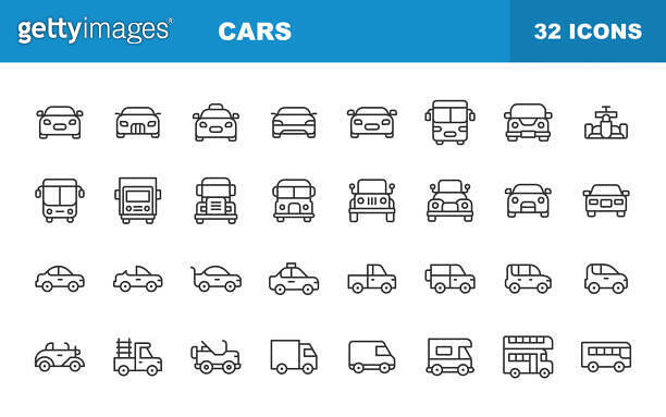 Car Line Icons. Editable Stroke. Contains such icons as Auto, Bus ...