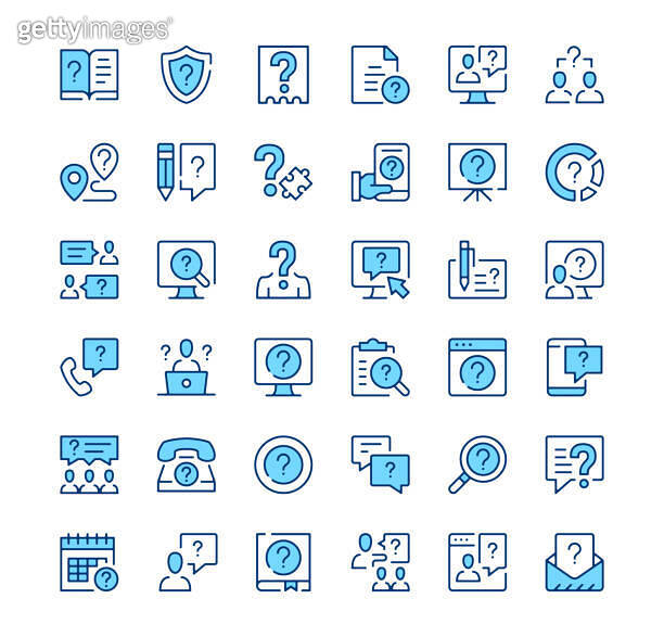 Question icons. Outline symbols. Vector blue line icons set 이미지 ...