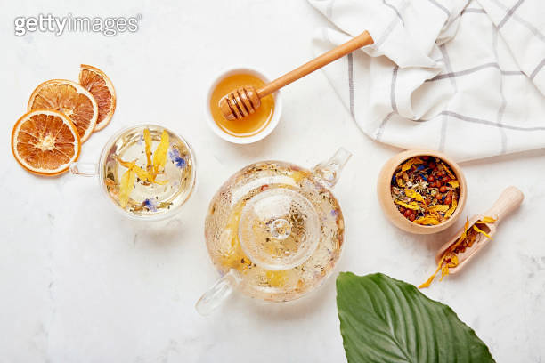 Alpine wellness elixir, natural tea. Organic mountain blend ...