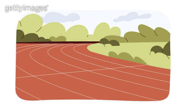Red running track for athletic and various sports competitions, running ...