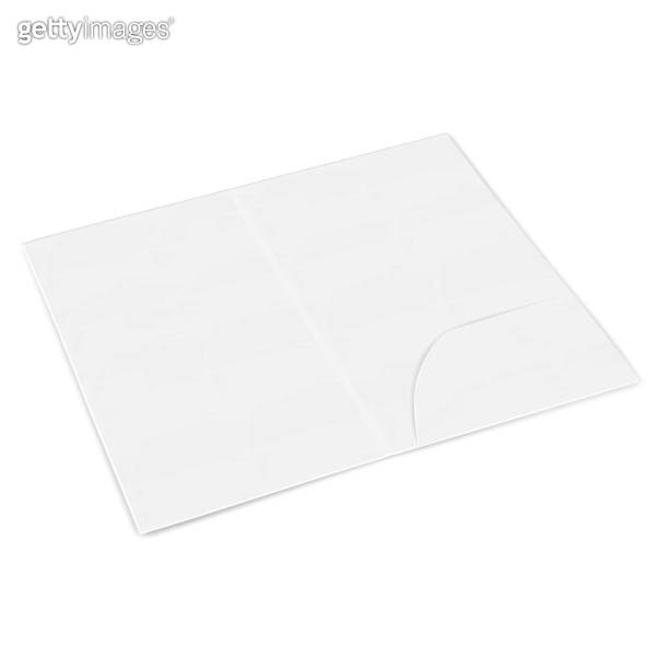 Open white blank presentation folder. Realistic vector mockup. Paper ...