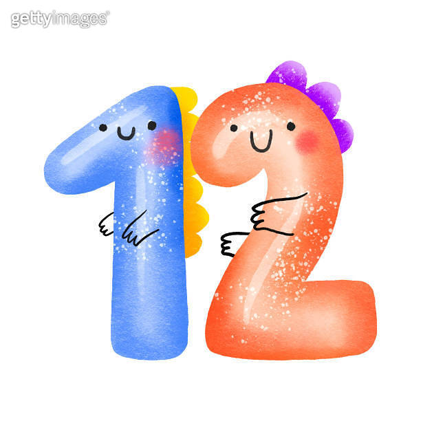 Funny cartoon number 12 like dinosaur. Cirfra twelve dino. Monster ...