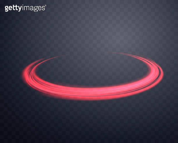 Red magic ring with glowing. Neon realistic energy flare halo ring ...