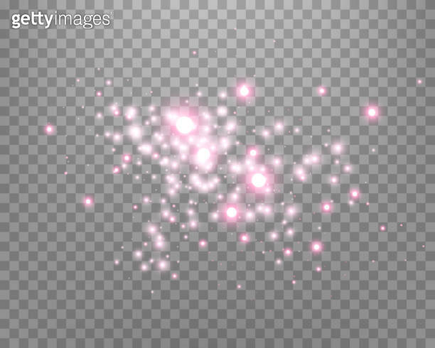 Pink glittering dots, particles, stars magic sparks. Glow flare light ...