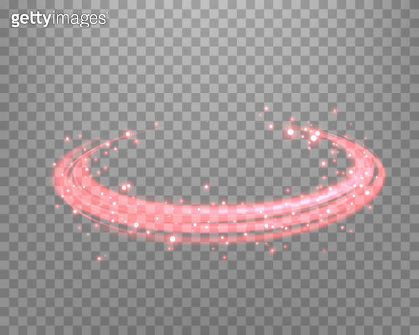 Red magic ring with glowing. Neon realistic energy flare halo ring ...