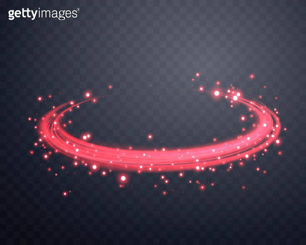 Red magic ring with glowing. Neon realistic energy flare halo ring ...