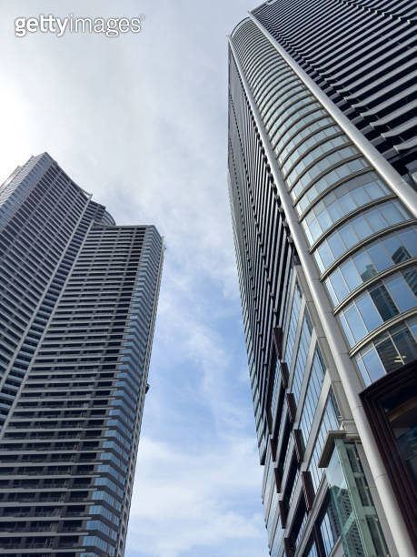 Tokyo city skyscrapers under view. Japan. High rise office buildings on ...