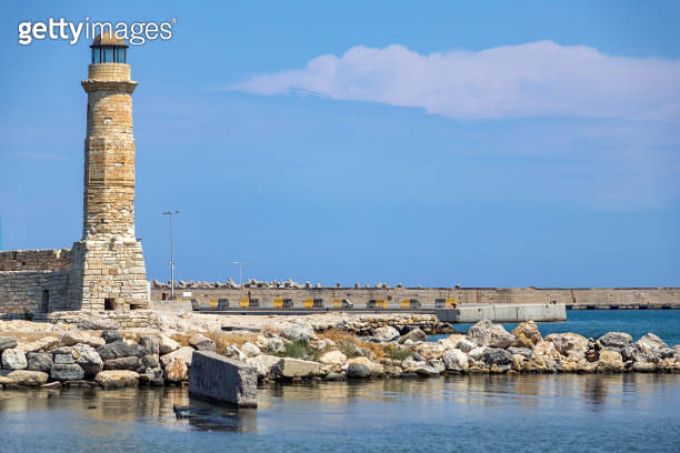 Iconic Egyptian Lighthouse at Old Venetian Port of Rethymno, Crete ...