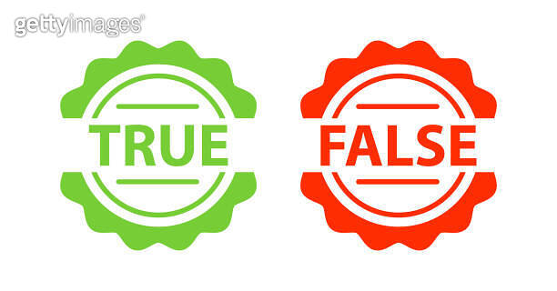 True or false signs, label. Two green and red stickers 이미지 (2153829006 ...
