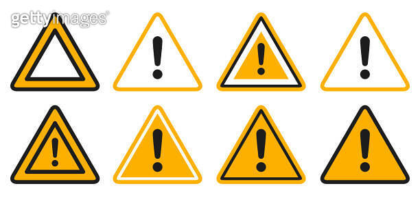 Triangle caution set icons, warning, precaution, attention, alert icon ...
