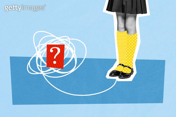Creative collage picture pupil girl school legs feet drawing doodles ...