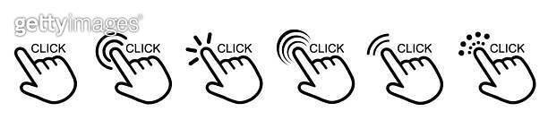Hand click icon set, cursor set icons, click or press cursor set ...