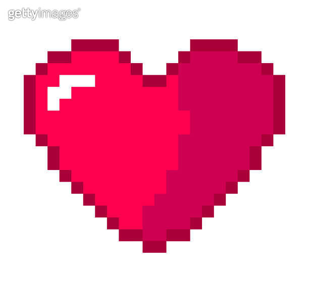 Pixelated red heart icon, pixel heart isolated (2182874948) 일러스트, 무료 ...