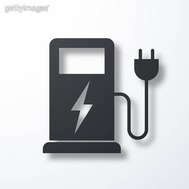 Charging stations for electric vehicles. Icon with shadow on white ...