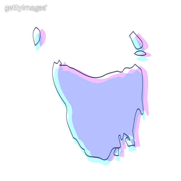 Tasmania map hand drawn - Purple with black outline - Trendy design 이미지 ...