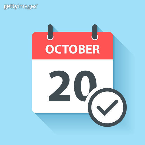 October 20 - Daily Calendar Icon in flat design style (2156448491) 일러스트 ...