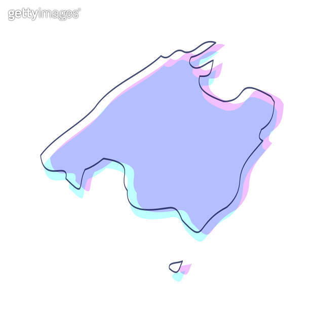 Majorca map hand drawn - Purple with black outline - Trendy design ...