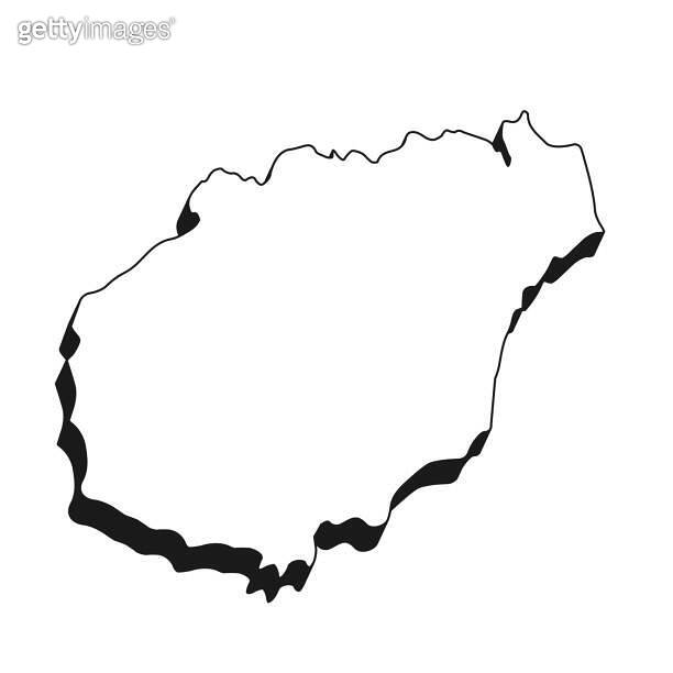 Hainan map with black outline and shadow on white background ...