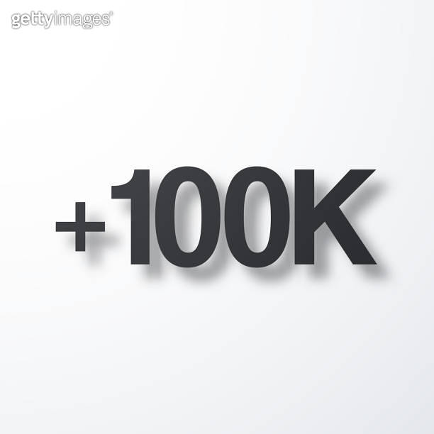 +100K, +100000, Plus one hundred thousand. Icon with shadow on white ...