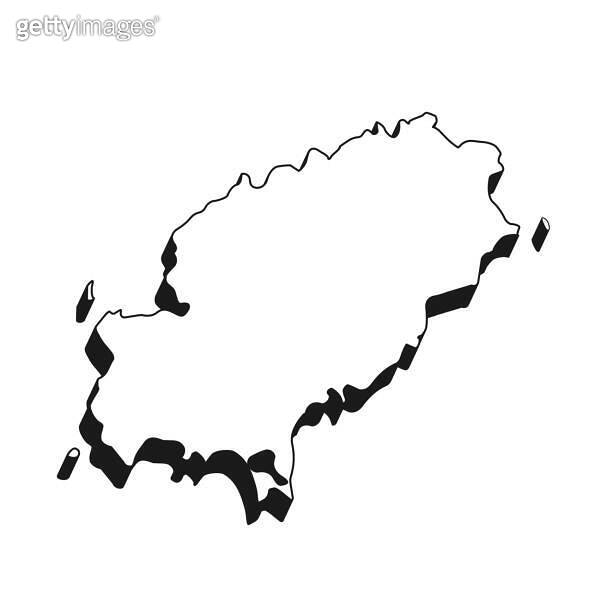 Ibiza map with black outline and shadow on white background (1916529635 ...
