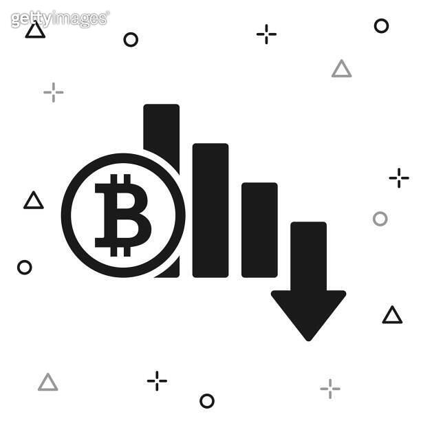 Bitcoin rate decrease. Icon on white background 이미지 (2153023160) - 게티이미지뱅크