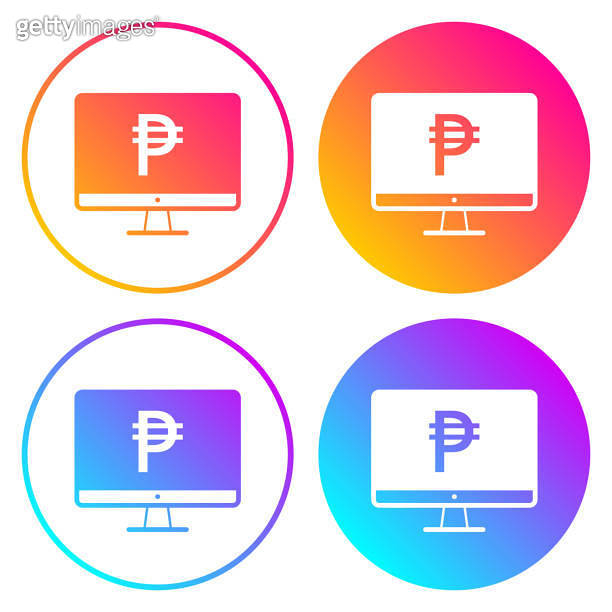 Desktop computer with Peso sign. Round icons with color gradients ...