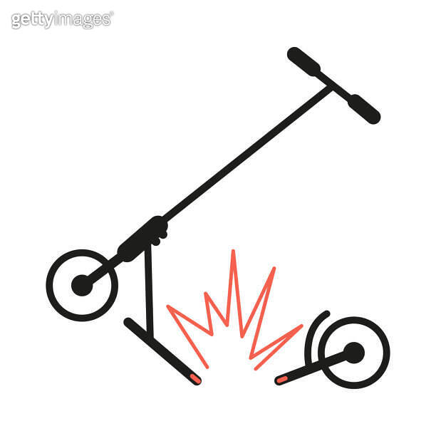 Broken stunt scooter line art minimalistic vector illustration isolated ...