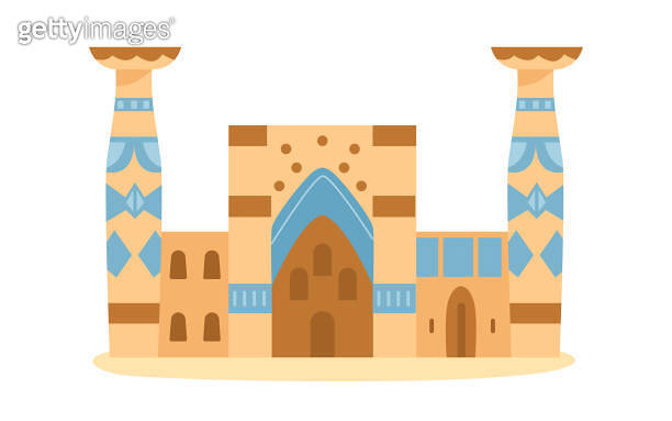 Arabian castle wall with gates and towers. Middle eastern architecture ...