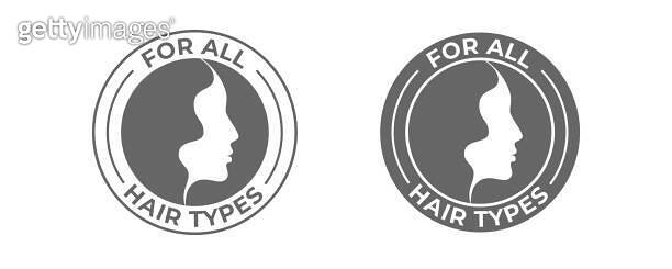For all hair types icons for shampoo or conditioner, vector symbols ...