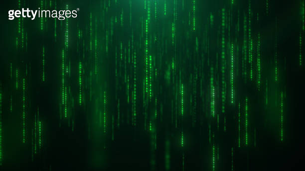 Abstract green digital binary code matrix rain wallpaper, symbolizing ...