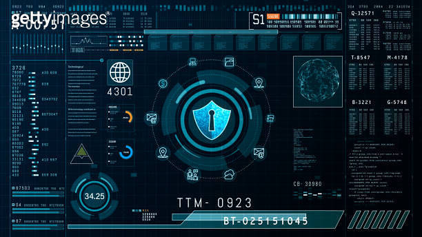 Advanced cybersecurity dashboard with encryption shield, data analytics ...