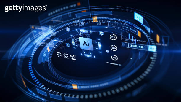 Advanced AI Technology Interface with Data Analytics Visualization ...