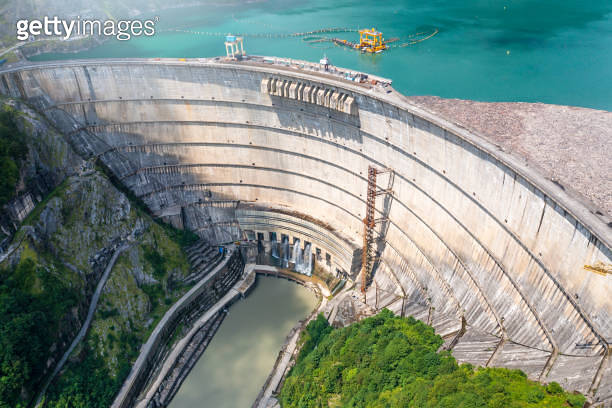 Enguri Hydropower Dam in Georgia Aerial View. HPP industrial heritage ...