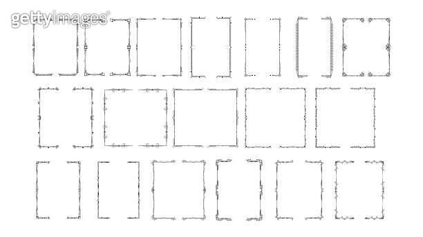 Set Black Simple Line Collection Different Doodle Brackets, Parentheses ...
