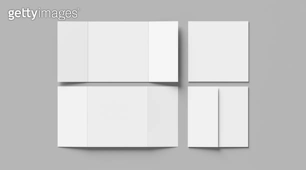 Gate fold brochure mock up isolated on white background. 3 panel ...