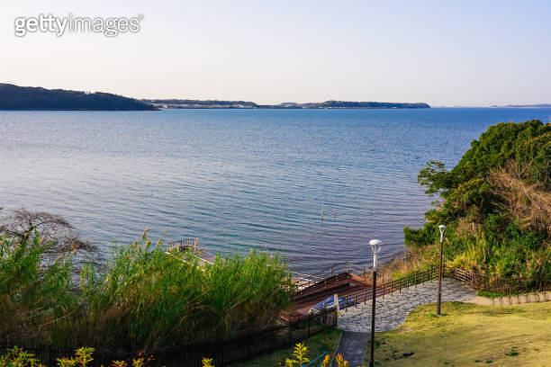 Panoramic view of Lake Hamana from the Hamanako service area in the ...