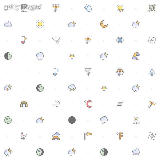 Seamless pattern weather and weather cast icon on white background. 이미지 ...