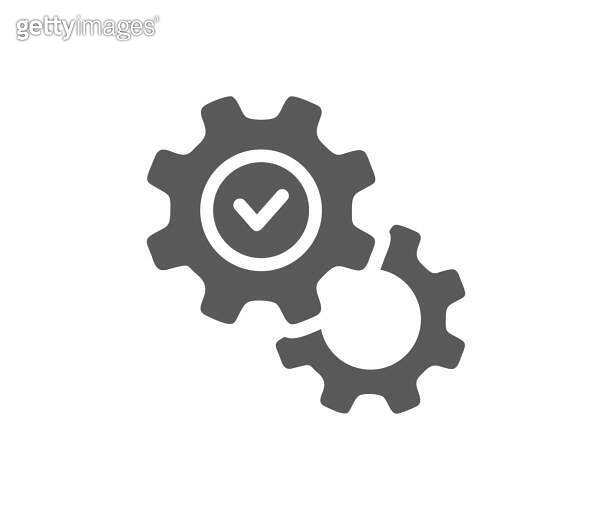 Settings gears and check mark icon. Sign of engine engineering ...