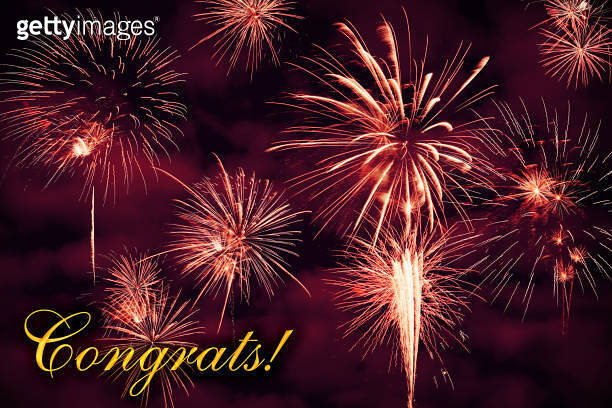 CONGRATS lettering with beautiful fireworks 이미지 (2071597244) - 게티이미지뱅크