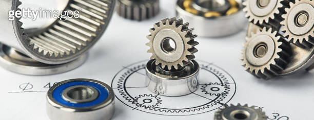 Gears, bearings and mechanism parts.Elements of mechanical blocksand ...