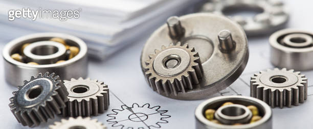 Gears, bearings and mechanism parts.Elements of mechanical blocksand ...