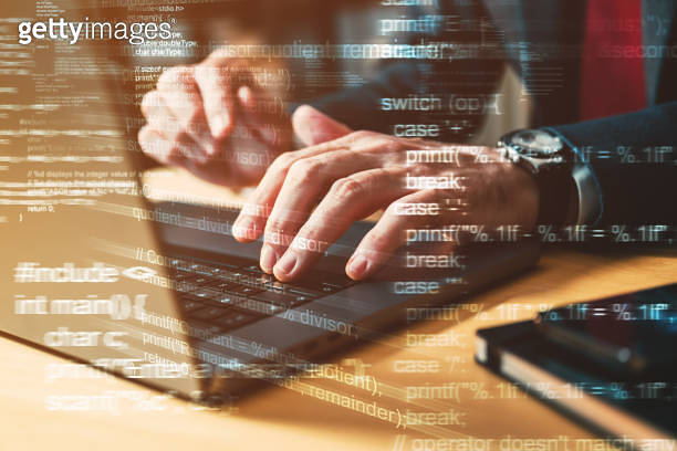 Computer programmer typing laptop keyboard 이미지 (2147678449) - 게티이미지뱅크