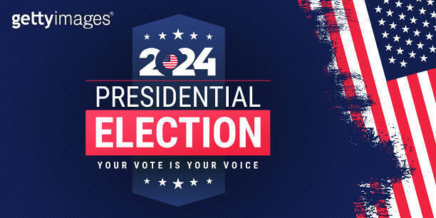 USA 2024 Presidential Elections Event, brush stroke background flag ...