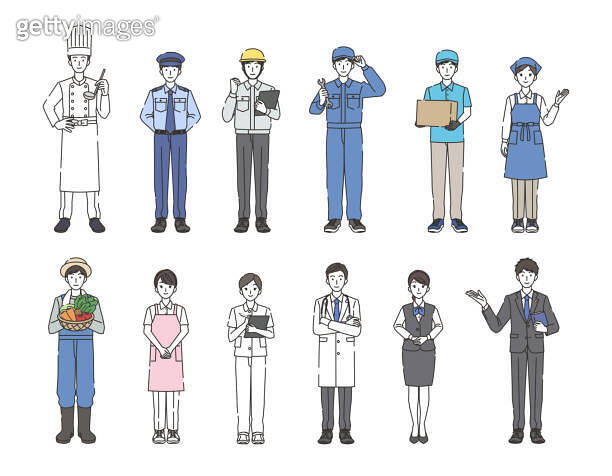 A set of people involved in various professions 이미지 (2159358331) - 게티이미지뱅크