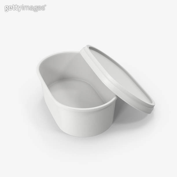 Empty food plastic box container for mayonnaise, margarine, cheese, ice ...