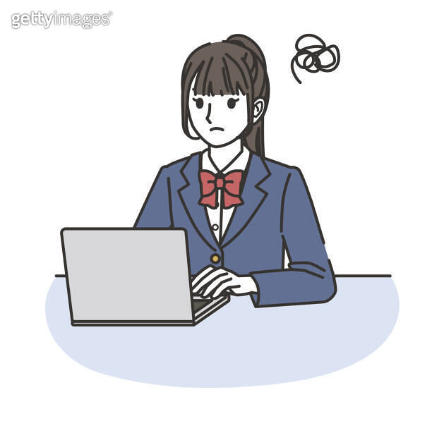 Junior high school and high school girls having trouble while using ...